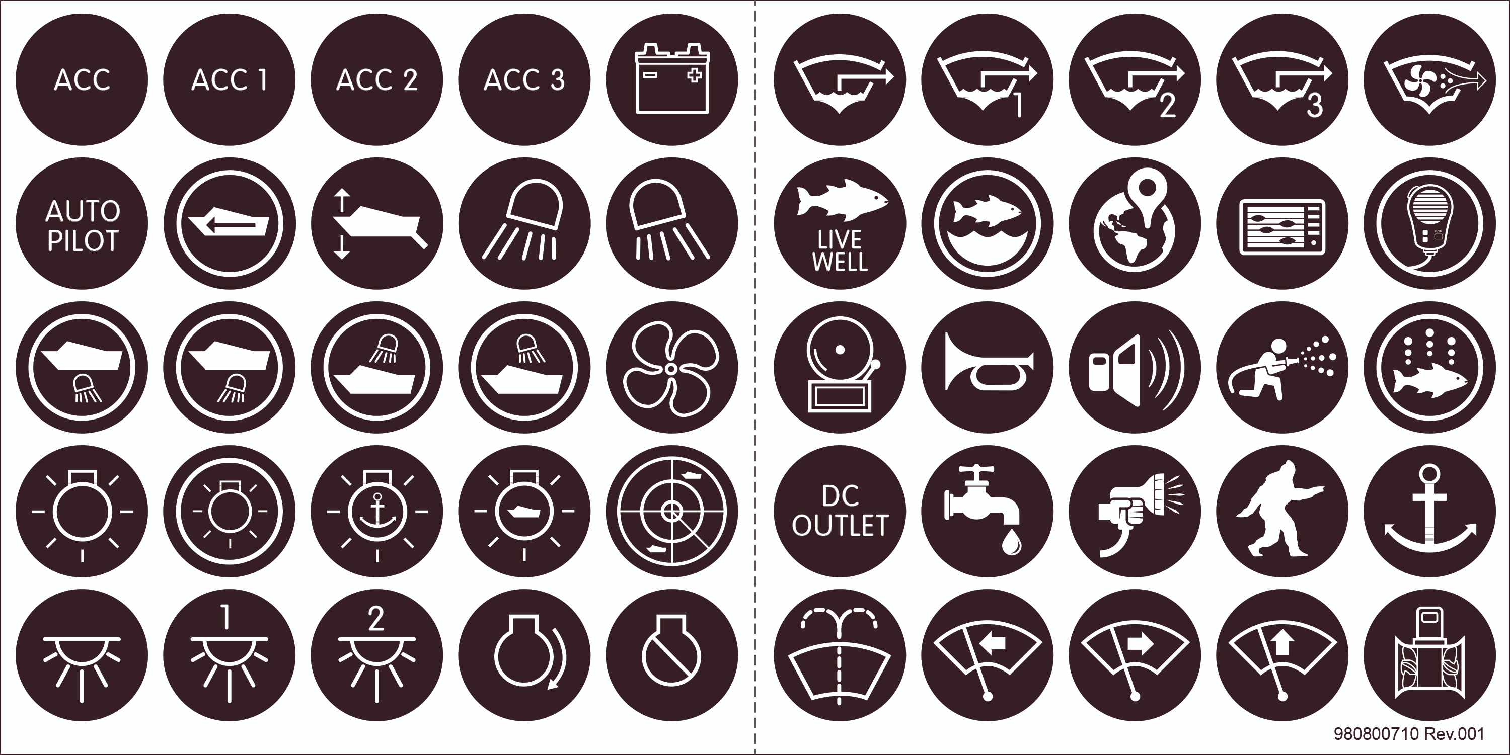 Blue Sea Push Button Switch Label Kit - AMIT Retail